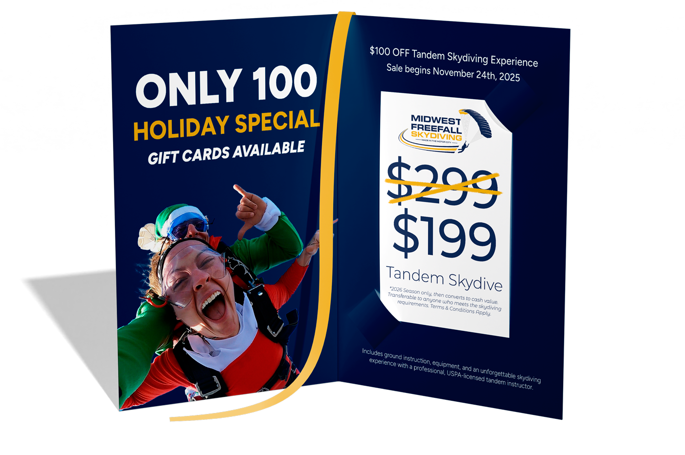 Skydiving Gift Cards | 2025 Holiday Special — Midwest Freefall